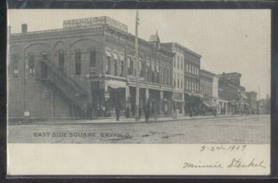 Postcard BRYAN Ohio/OH Early 1900's East Side Square Business ...