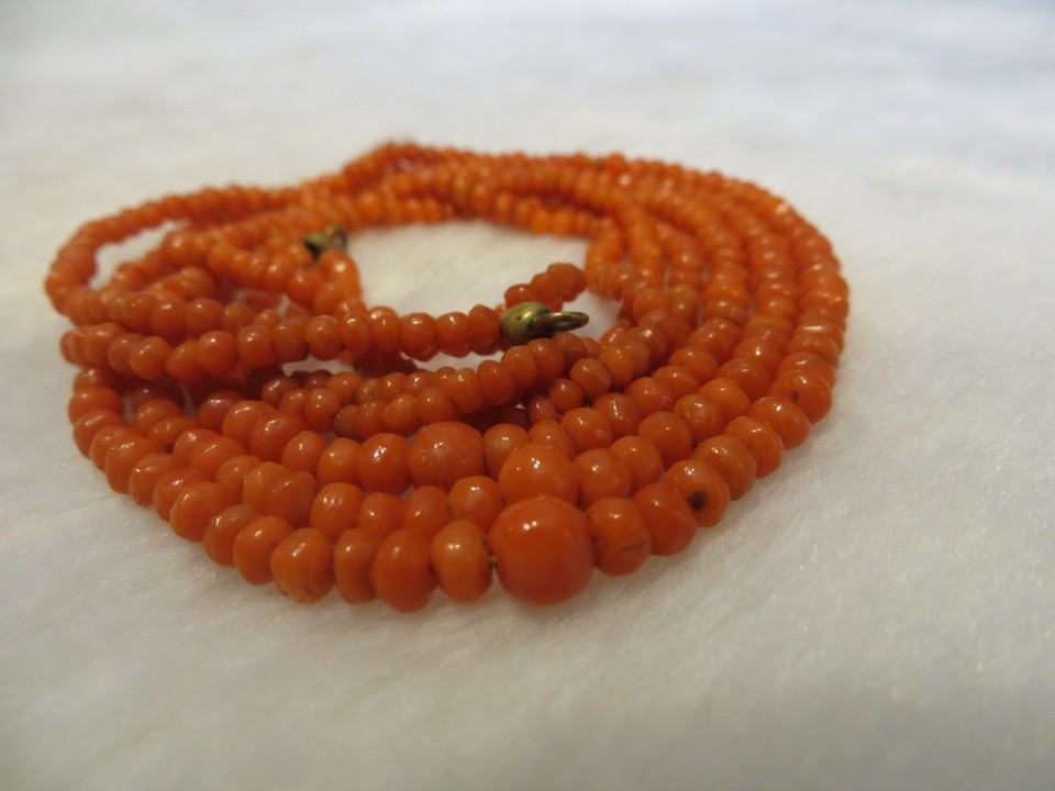 Antique Victorian Salmon Coral Bead Necklace | eBay
