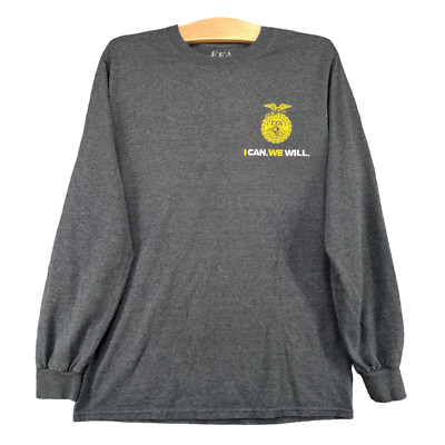 FFA Men's I Can We Will T-Shirt Gray Small Long Sleeve Crew Neck ...