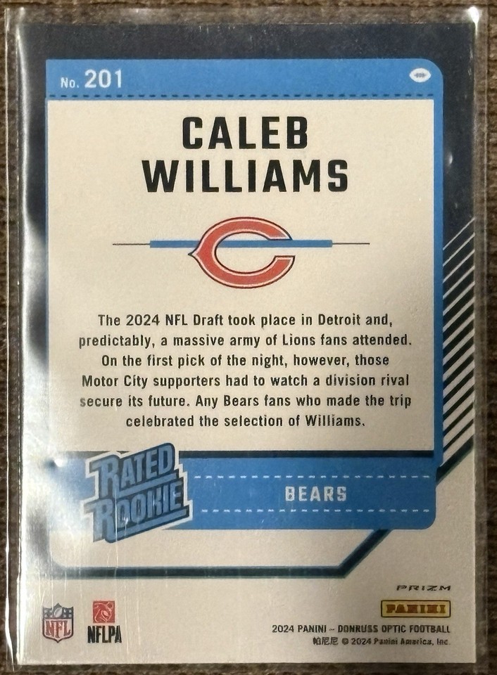 2024 Panini Donruss Optic - Rated Rookie Caleb Williams #201 Stars ...