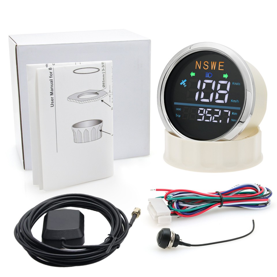 85mm LCD Digital GPS Speedometer Knots Km/H With Turning light For Boat ...