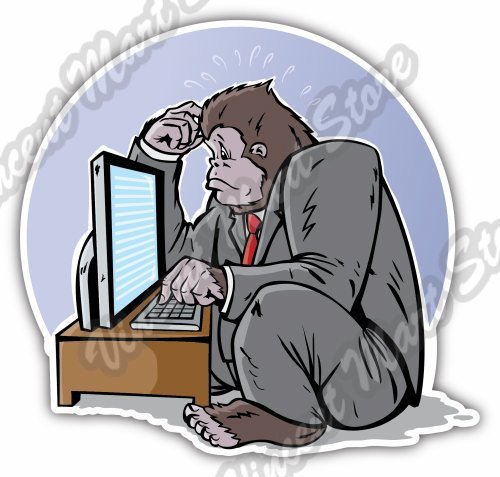 Business Gorilla Monkey Office Computer Gift Car Bumper Vinyl Sticker ...