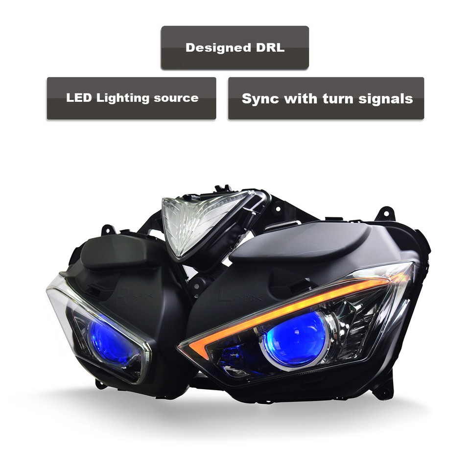 1X Full LED Headlight Assembly for Yamaha YZF R3 15-18 Sportbike Front ...