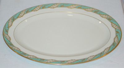 RARE DISCONTINUED LENOX CHINA BELLEVUE SEA GREEN OVAL PLATTER SMALL 13 ...