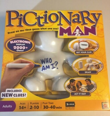 Pictionary Man Electronic Figure w/2000 + Clues & Prop Sketch Charades ...