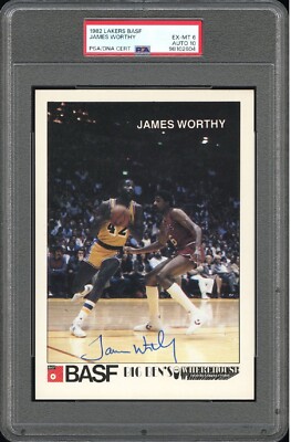 1982 BASF James Worthy Lakers Rookie RC Signed PSA 6/Auto 10 Pop 2 HOF ...