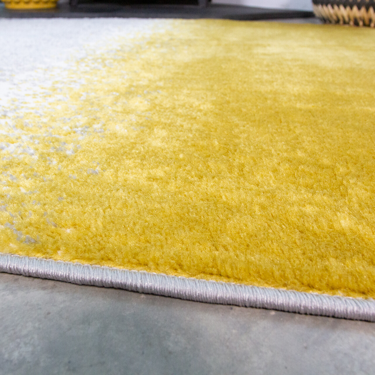Yellow Mustard Rugs for Living Room Modern Geometric Ochre Grey Soft ...