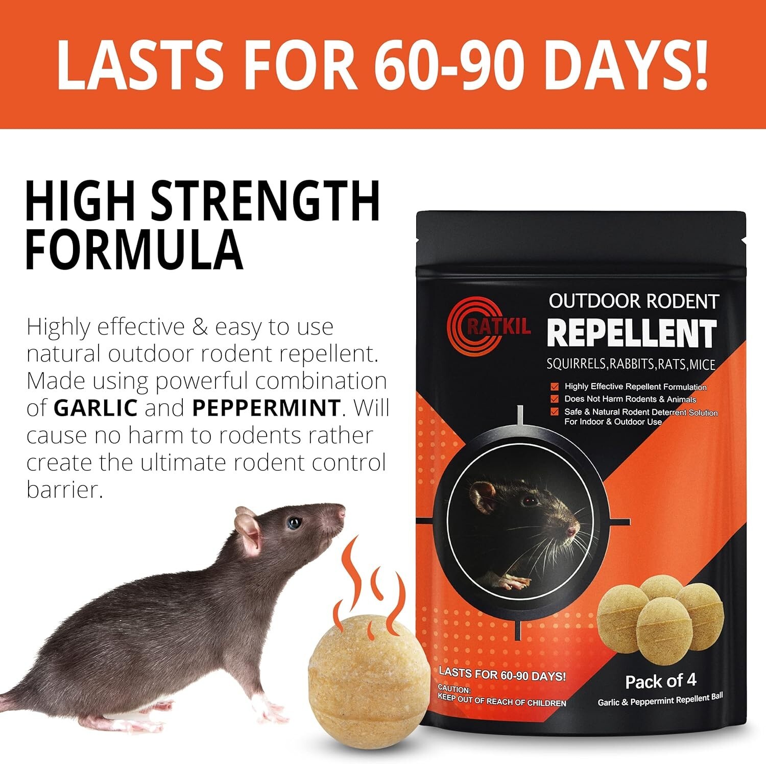 RatKil Outdoor Rodent Repellent Balls | Mouse, Rat, Squirrel Repellent ...
