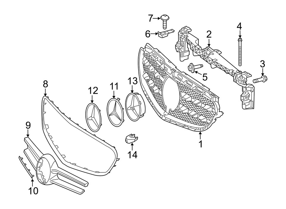 Genuine OEM Radiator Grille Insert for Mercedes 2128850622 | eBay