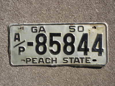 1950 Georgia License Plate AP 85844 Tag GA Peach State Ford Chevy ...