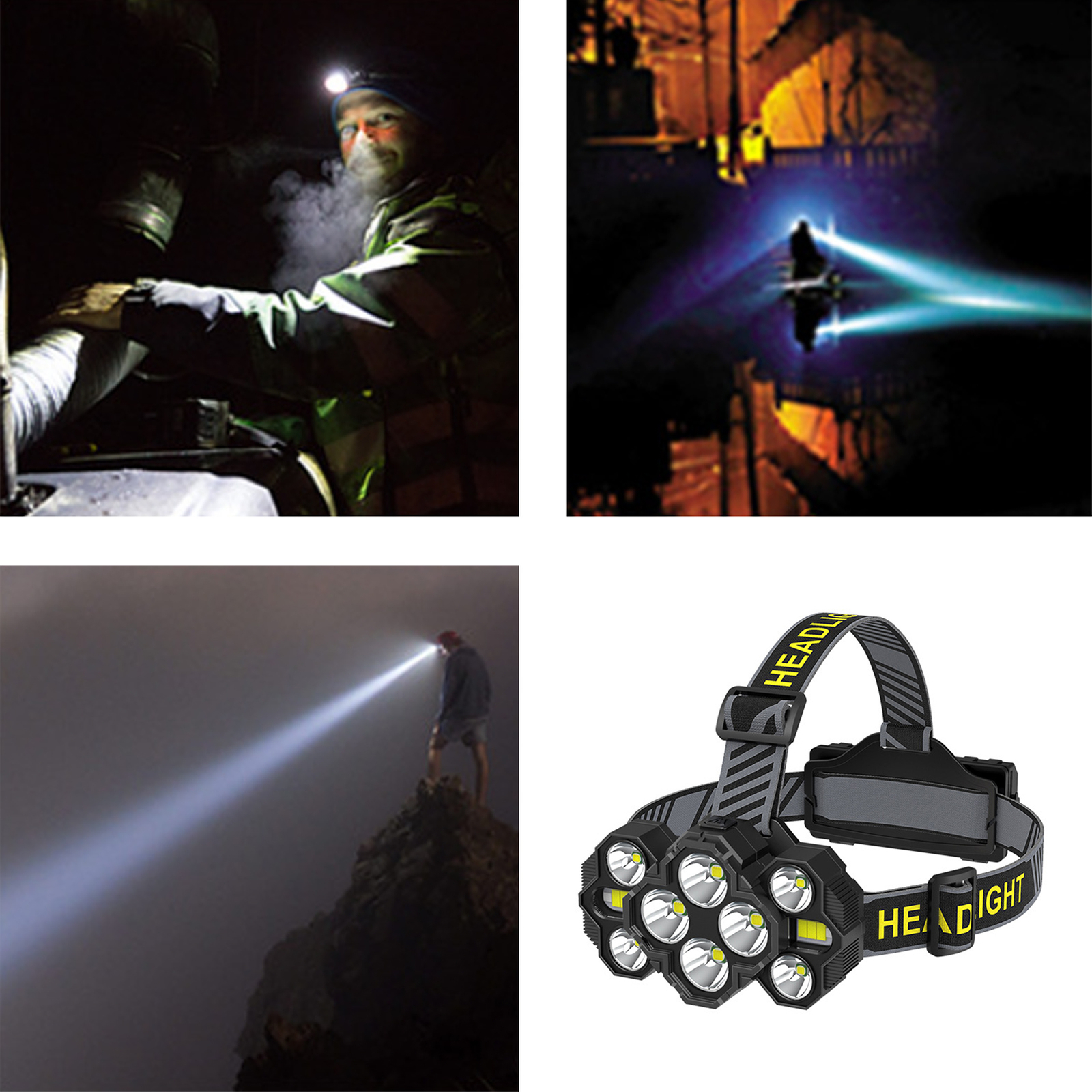 10LED Headlamp Camping Headlight Flashlight Head Torch Light USB ...