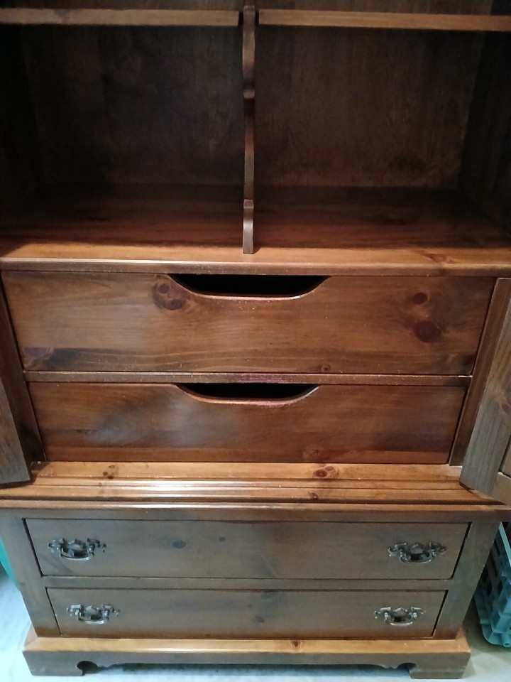 Bennington Pine Country French Armoire Dresser Wardrobe with Casters ...