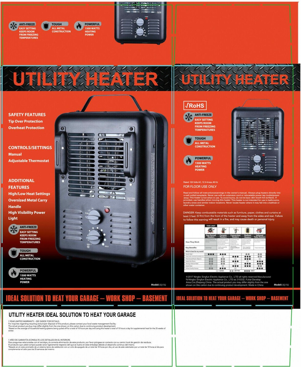 Utility 39milkhouse39 Style Electric Space Heater Dq1702 Ebay Intertek