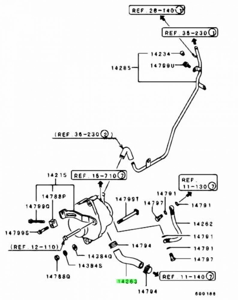 Mitsubishi Genuine OEM Hose, alternator vacuum pump oil return MD320155 ...