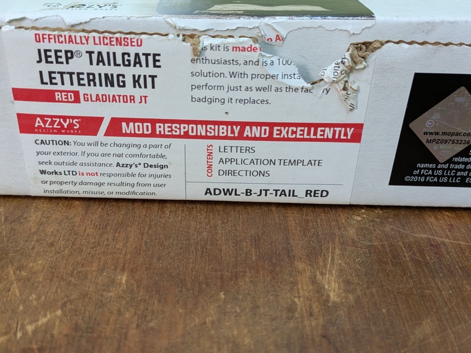 Jeep Gladiator Tailgate Lettering Kit Red New Open Box | eBay