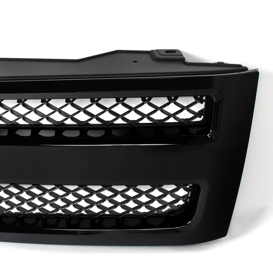 Grille For 2007-2013 Chevrolet Silverado 1500 Gloss Black Shell w ...