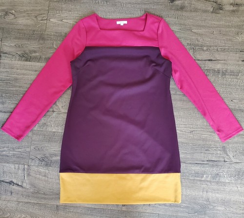Anthropologie JADE Melody Tam Large Pink Purple Colorblock dress Career ...
