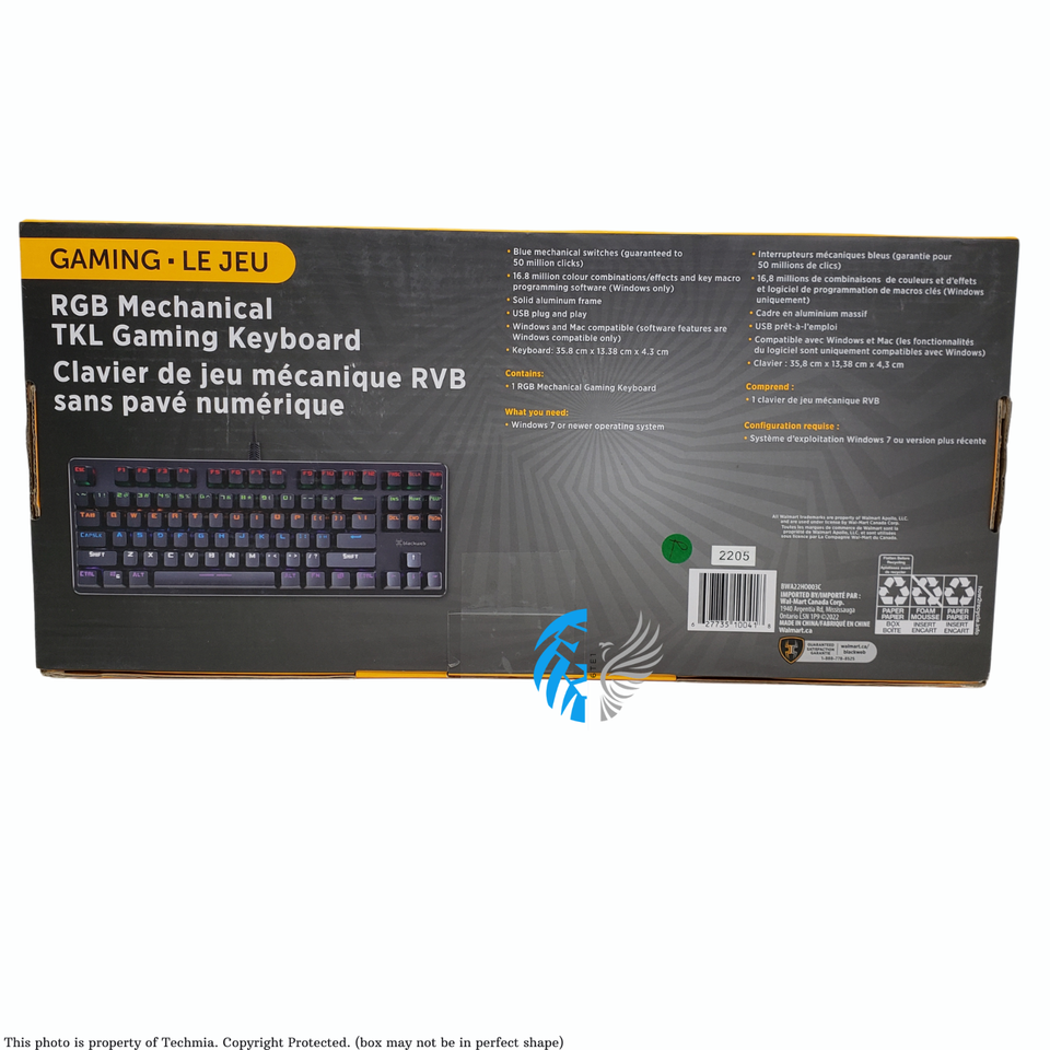 Blackweb RGB Mechanical TKL Gaming Keyboard USB Wired (BWA22H0003C ...