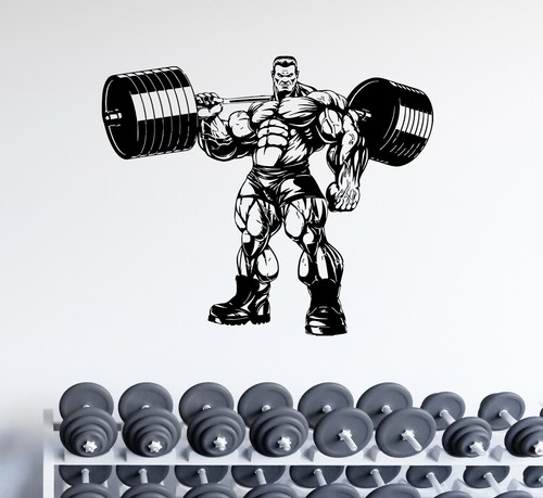 Wall Decal Bodybuilder Barbell Muscle Athlete Gym Vinyl Sticker (ed2028 ...