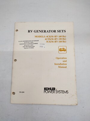 Kohler RV Generator Sets Operation & Installation Manual TP-5393 | eBay