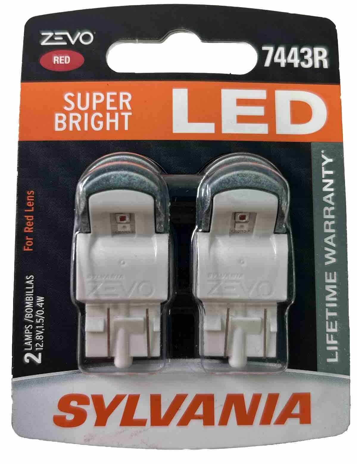 Sylvania ZEVO RED SUPER BRIGHT LED 7443R 2 Replacement Bulbs NEW Sealed ...