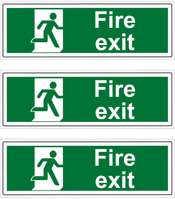 3 Pack Fire Exit WARNING SAFETY Vinyl Stickers Signs for Doors, walls ...
