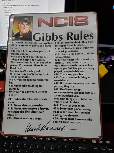 BIG Metal sign NCIS Gibbs Rules New sealed BUT approx 12x15¾ “ New BUT ...