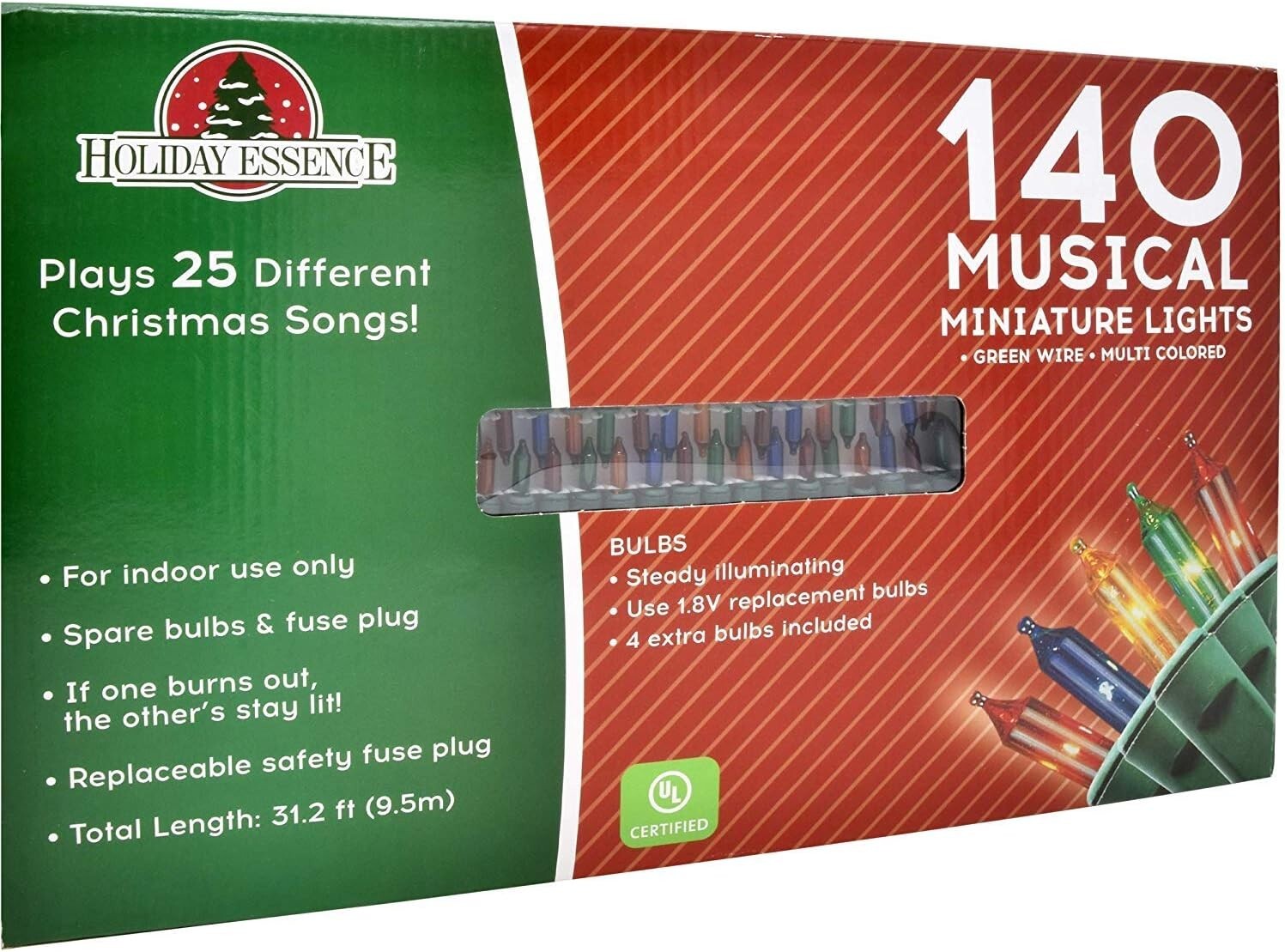 Musical Christmas Lights Plays 25 Songs 8 Function 140 Lights 31.2 Ft ...