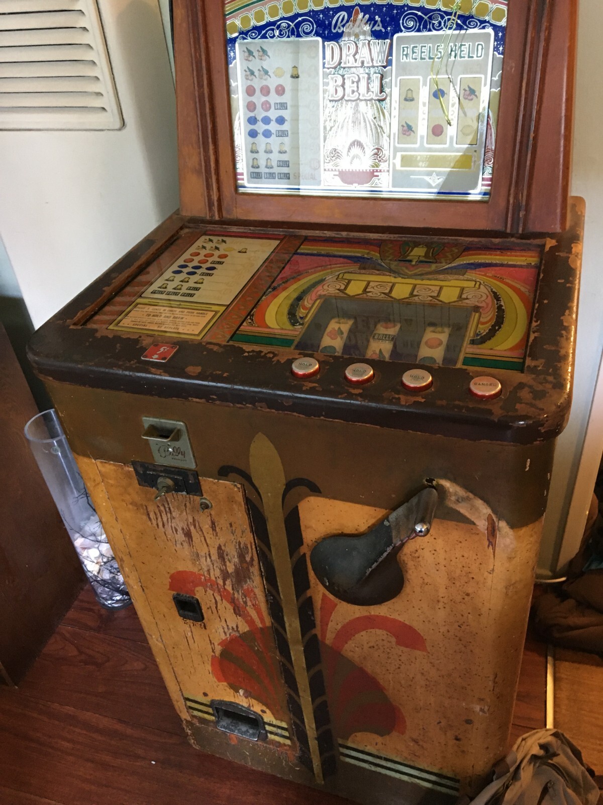 Antique 5 cent Slot Machine 1936 ballys wood used | eBay