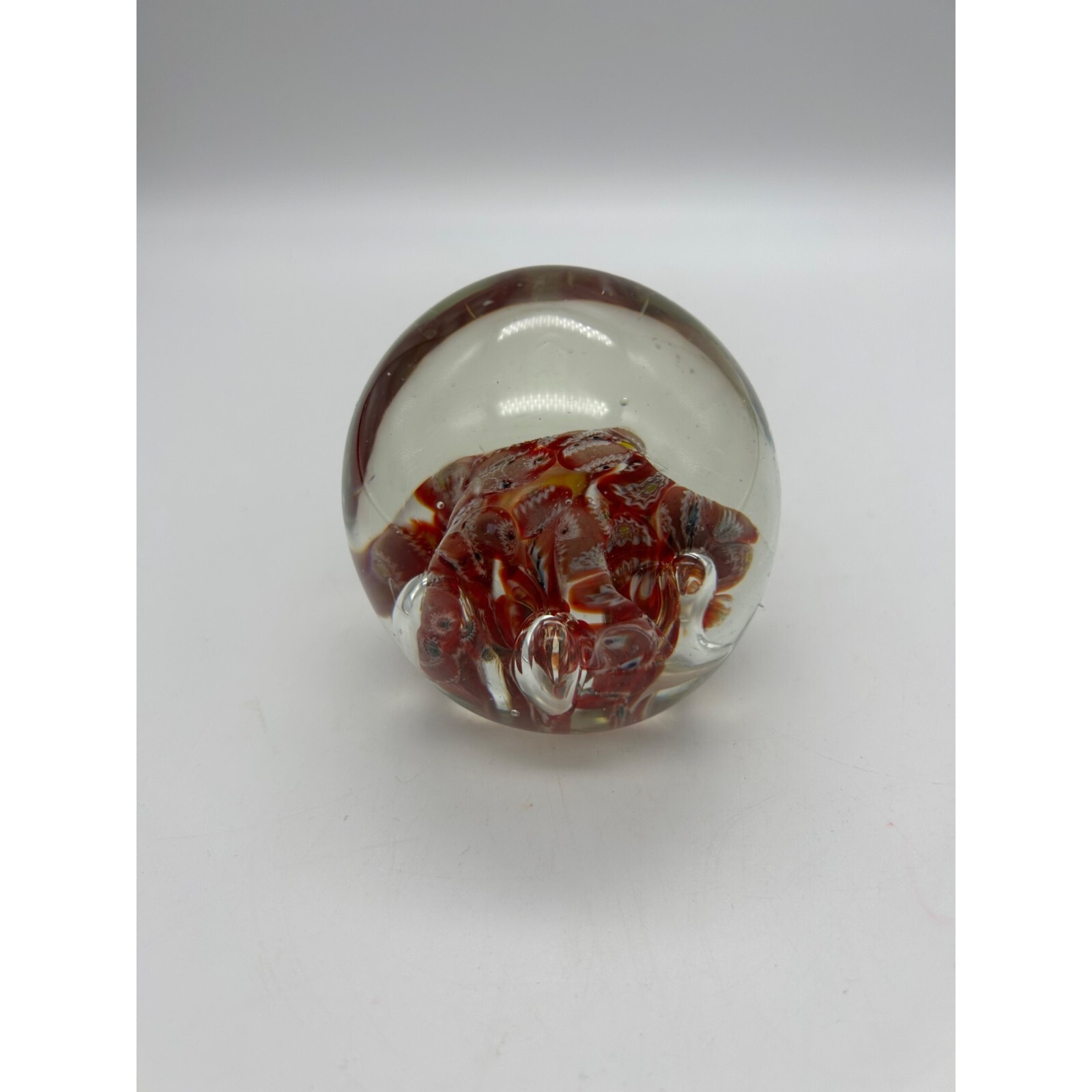 Art Glass Paperweight Red White Yellow Small Bruise on side | eBay