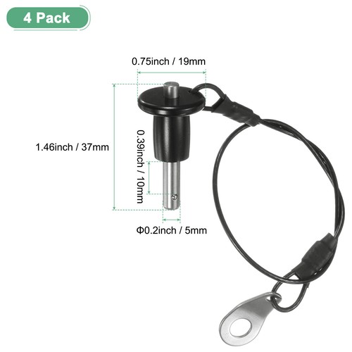 4Pcs Ball Locking Pins 5mm Dia 10mm Usage Length Button Handle Quick ...