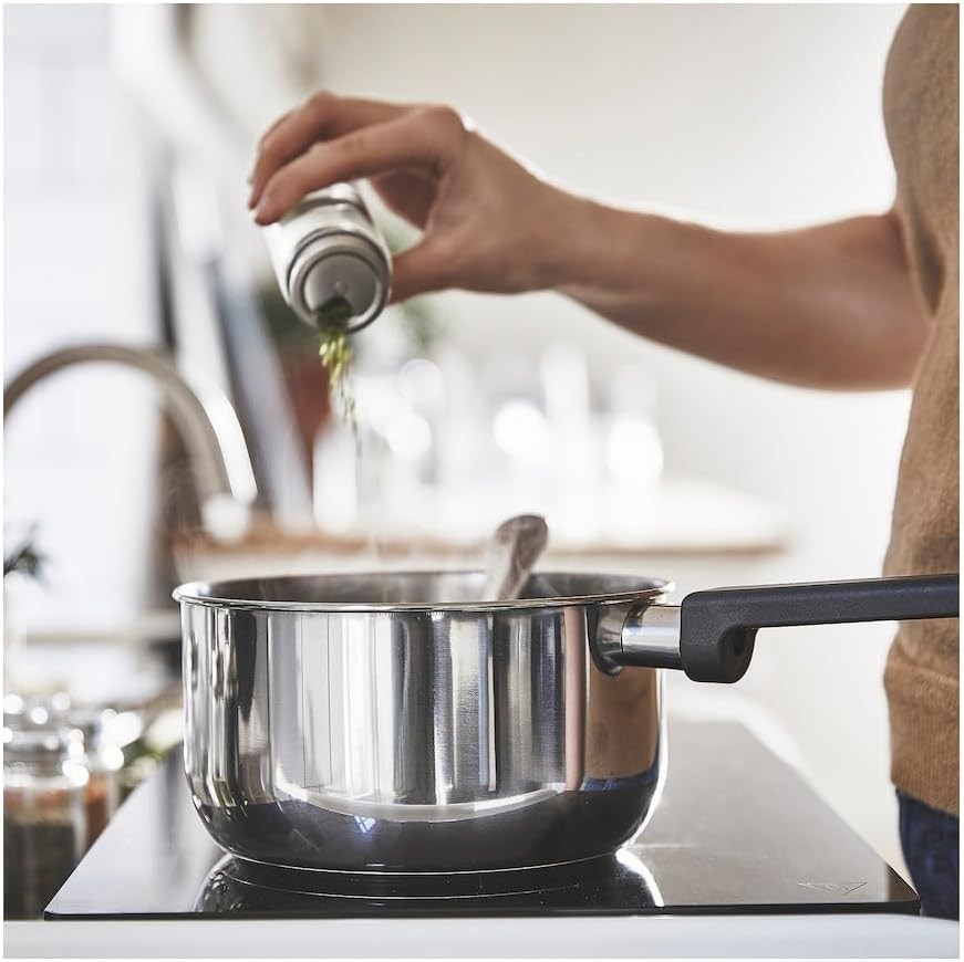 2L Saucepan with Glass Lid Stainless Steel Induction Hob Safe Cooking ...