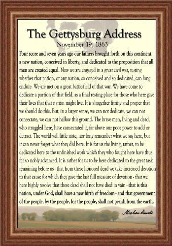 FRAMED Lincoln 150 Year Anniversary of Gettysburg Address 18x12 Print ...