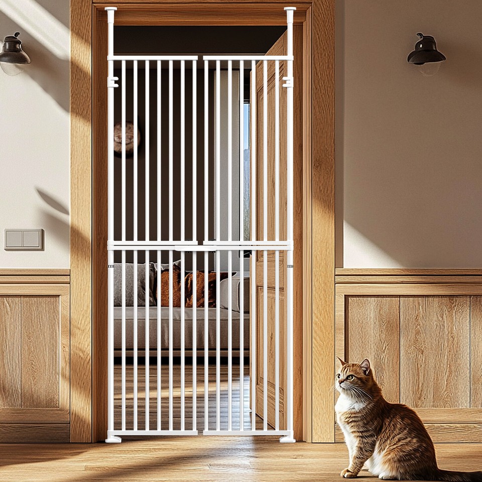 SLSY 74.8 inch Extra Tall Cat Gate Indoor High Pet Barrier for Doorways ...