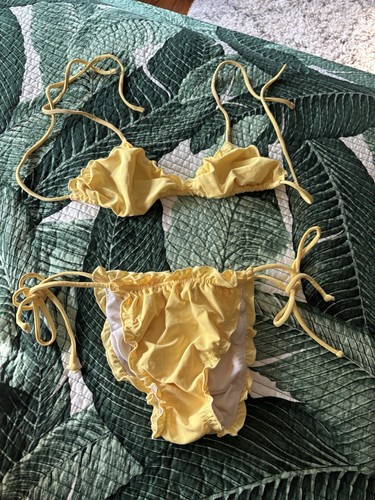 NEW MISSGUIDED YELLOW RUCHED BIKINI SET SZ M | eBay