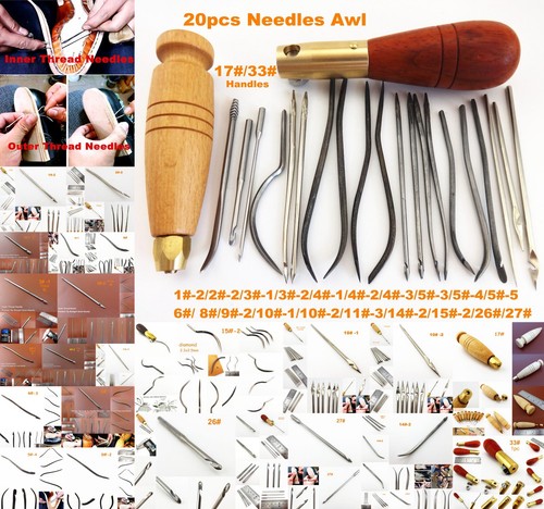 20pcs Leathercraft Shoemaker Cobbler Stitch Sew Thread Hook Needles Awl ...