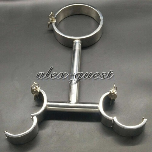 New Stainless Steel Pillory Cangue Neck Collar Oval Handcuffs Wrist ...