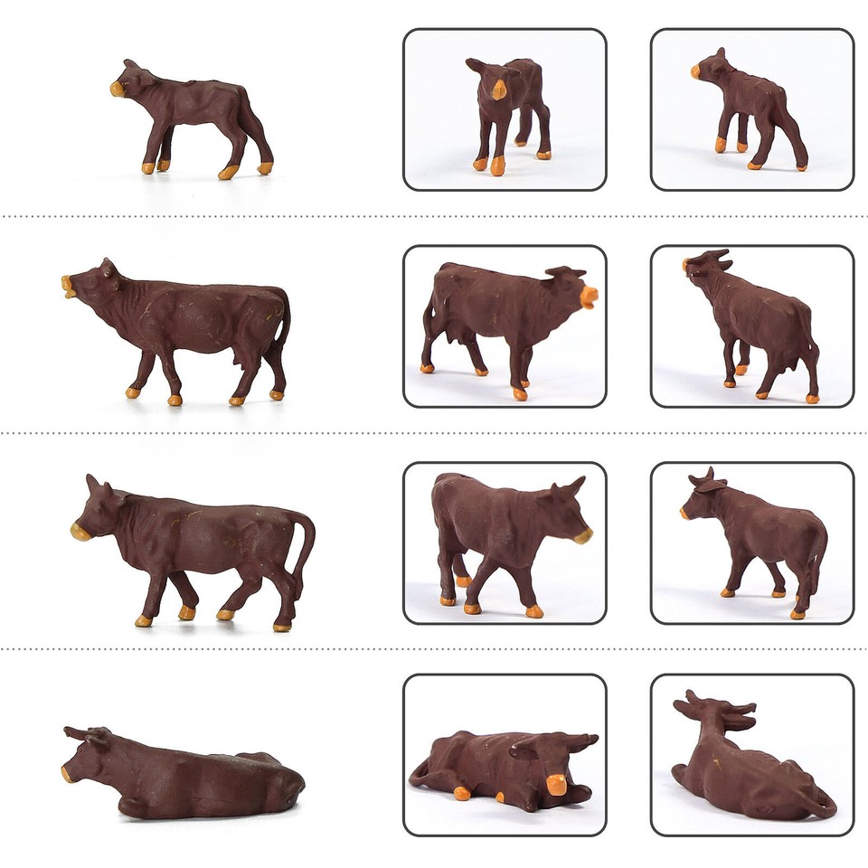 36pcs Model Trains HO Scale 1:87 Brown Black Cows Cattle Shepherd Farm ...