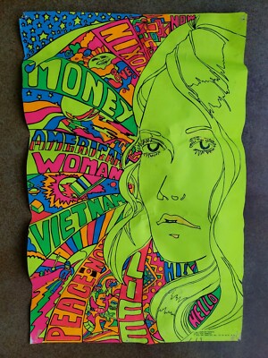 AMERICAN WOMAN BLACK LIGHT ART POSTER RICK AMBROSE 1970 Third Eye #280 ...
