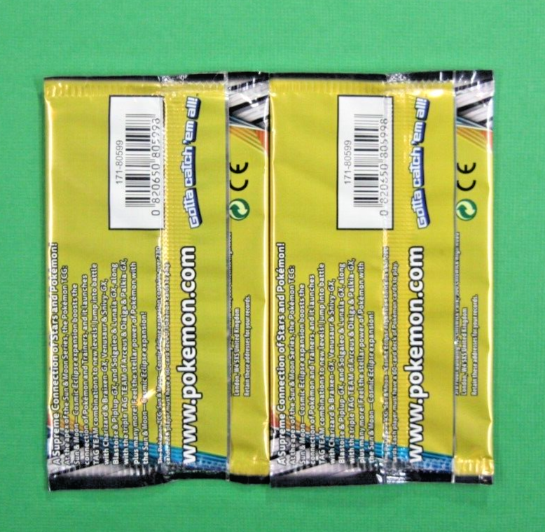Pokemon TCG Sun & Moon Cosmic Eclipse 3 Card New Factory Sealed 2 Packs ...