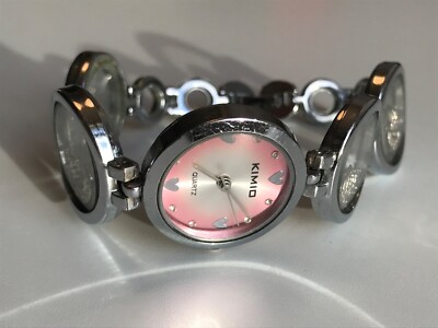 KIMIO Quartz light pink hearts, moon and star circle design strap, cute ...