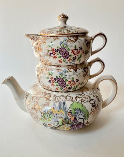 Lord Nelson Ware Pompadour Stacking Teapot / Tea-for-One Set - With ...
