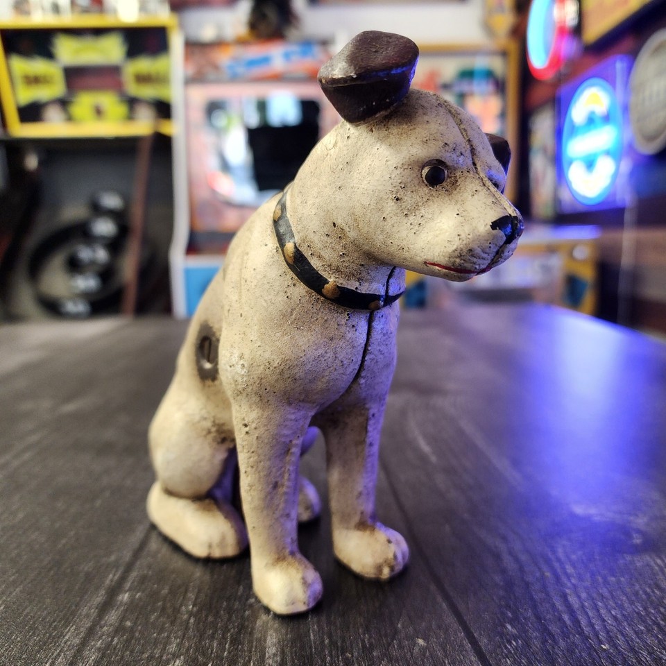 RCA Dog Piggy Bank Cast Iron "Nipper" Coin Bank With Hand Painted ...