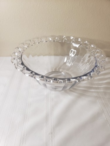 Large Clear Glass Fruit Bowl With Lattice Edges 13-1/4 Inches Across 5 ...
