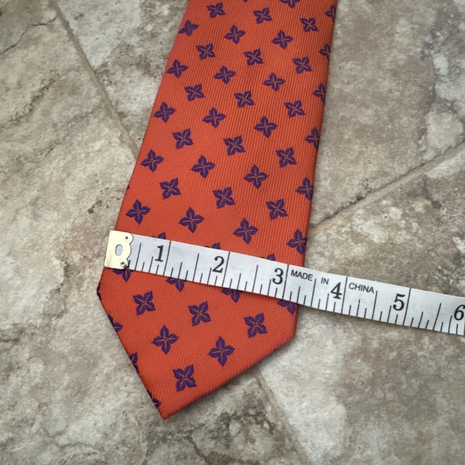 TM Lewin & Sons Men's Necktie Tie Silk pattern handmade Orange purple ...