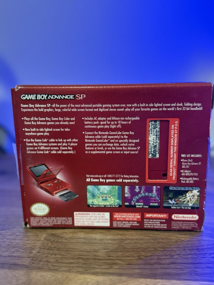 Nintendo Game boy Advanced SP Flame Red AGS-001 CIB w/ Box Charger ...