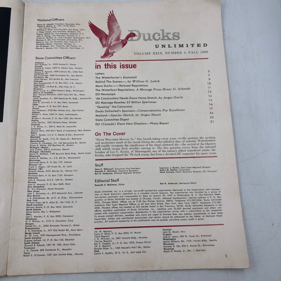 Ducks Unlimited Fall 1966 Vintage Waterfowl Hunting Magazine ...