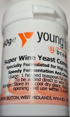 Youngs Brew Home Brew Super Wine Yeast Compound 60g | Home Brewing ...