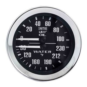 Smiths Classic Oil Pressure Water Temperature Dual Gauge Black Dial ...