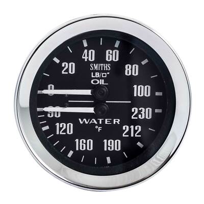 Smiths Classic Oil Pressure Water Temperature Dual Gauge Black Dial ...